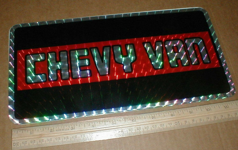 Chevy Chevrolet Van Prism Rainbow Metal License Plate Vanning car Tag ...