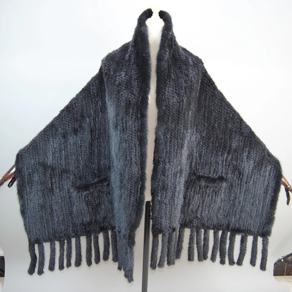 Long Style Winter Real Fur Scarf Shawl Women Knitted Real Fur Scarves ...