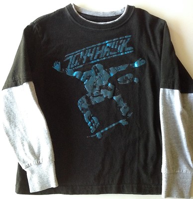 Boys Long Sleeve Black Tony Hawk T-Shirt Size S-6-7 | eBay