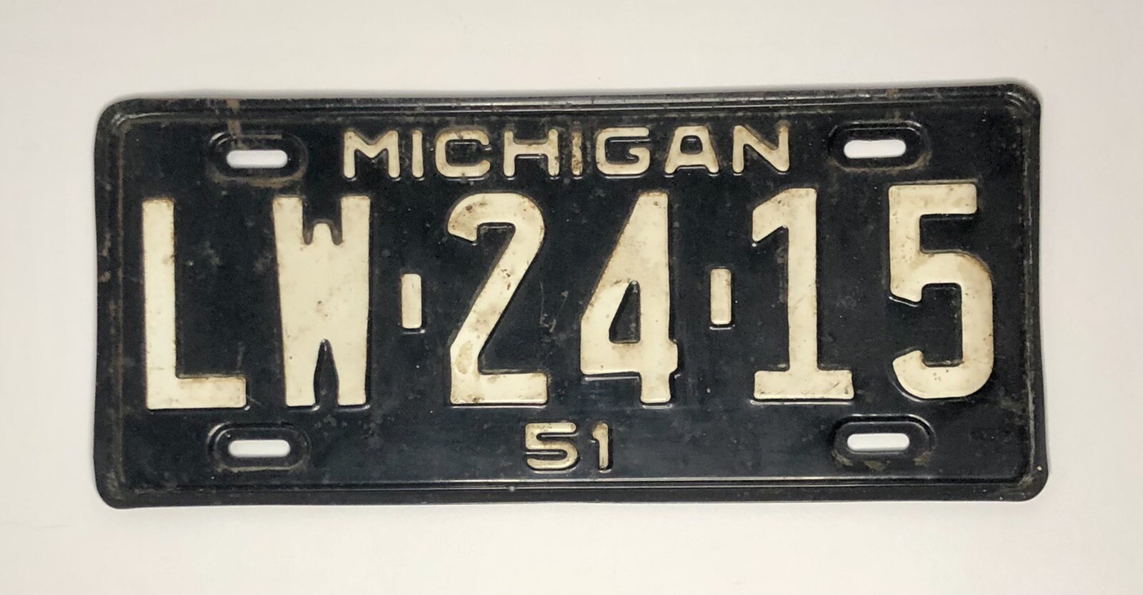 Vintage 1951 USA Michigan Steel Liscense Plate LW-25-15 | eBay