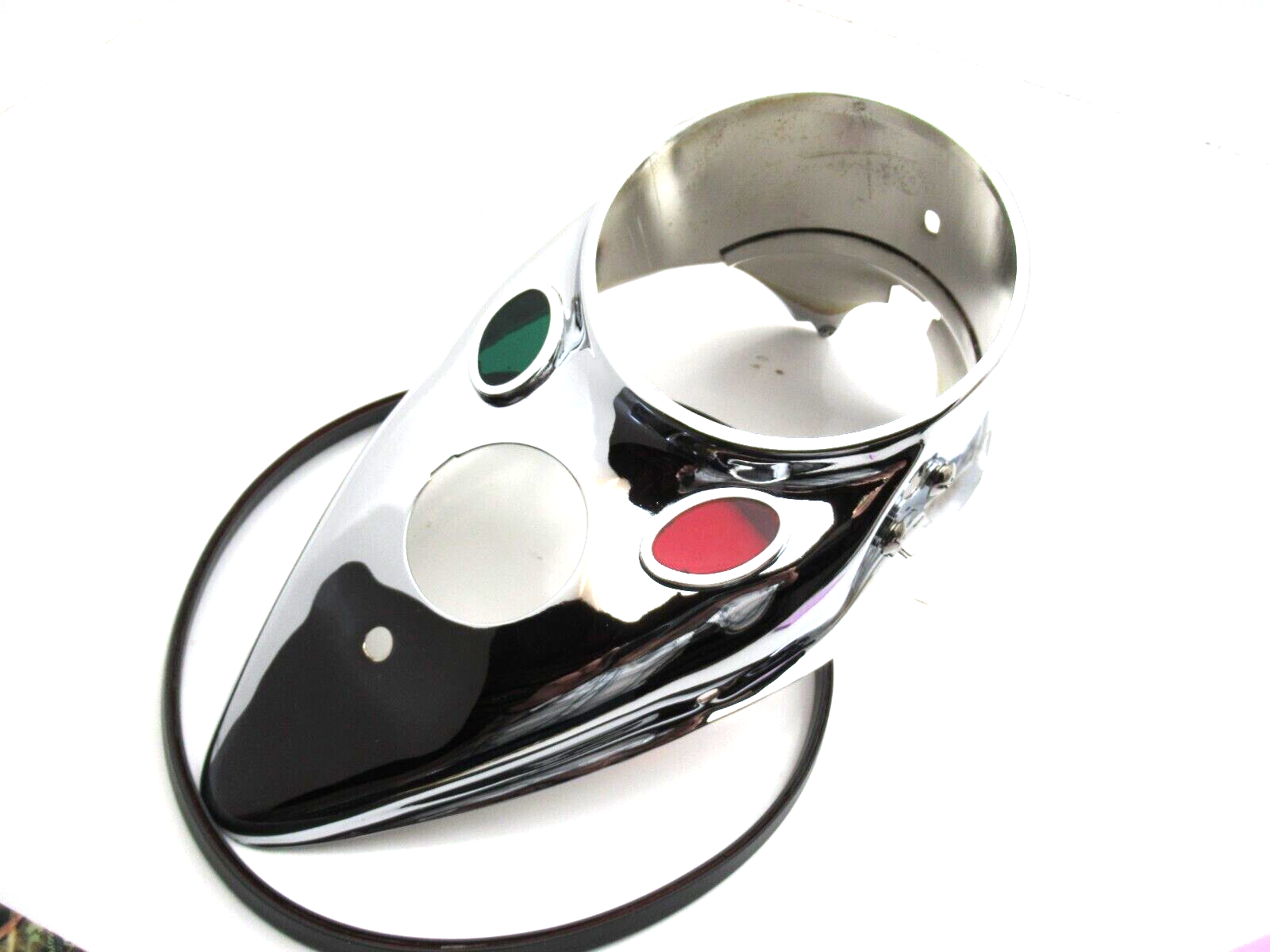 1936-1984 Harley BT Chrome Cats Eye Dash with Red and Green Lenses ...