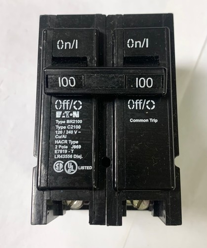 EATON CUTLER HAMMER BR2100 2 Pole 100 AMP Type BR Circuit Breaker Type ...