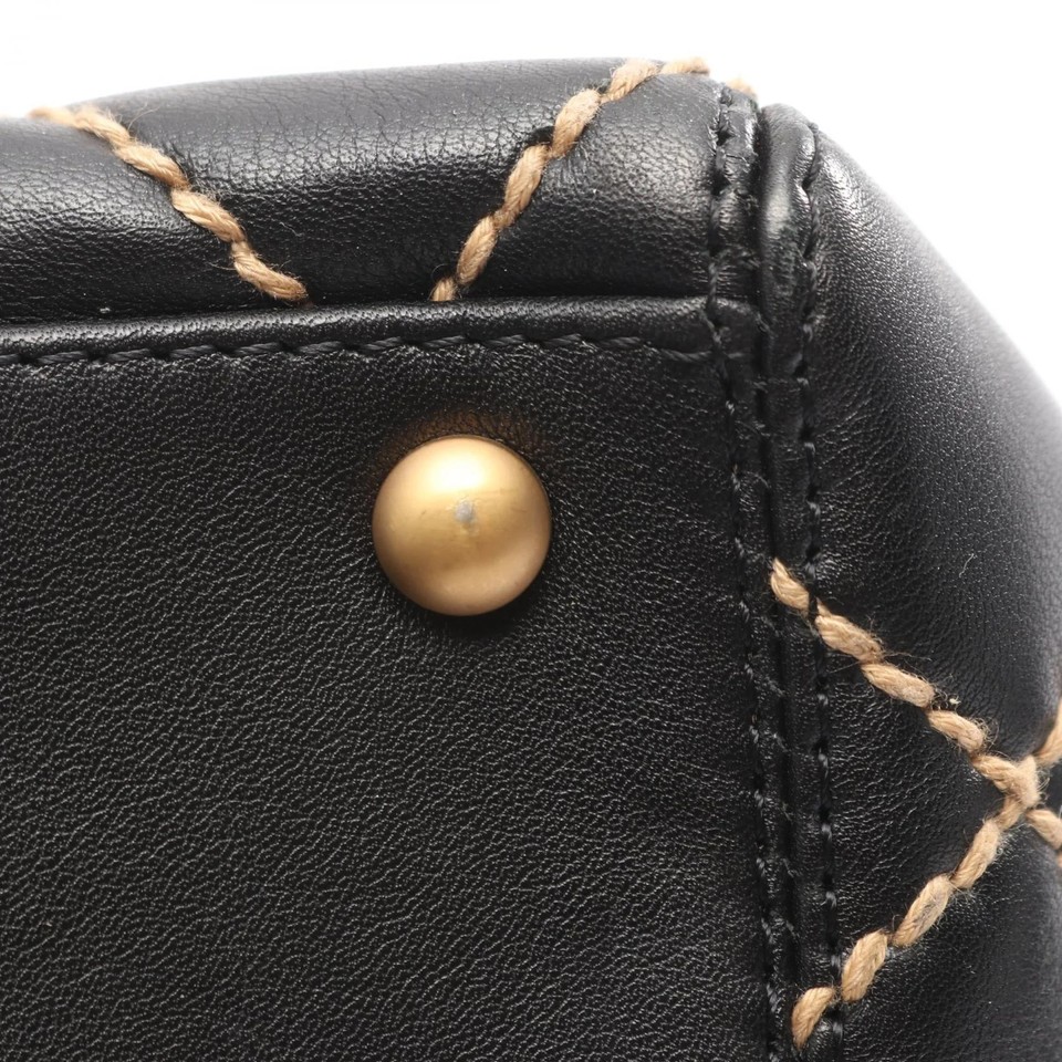 CHANEL Wild Stitch Handbag Tote Bag Leather Black Gold Hardware #RC1117 ...