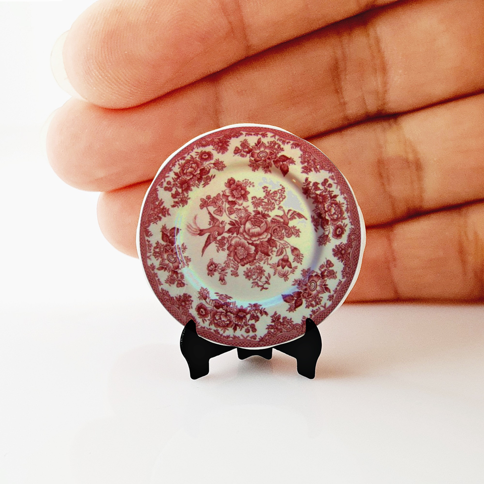 Miniature Red Willow Vintage Plates Set Ceramic Dollhouse Kitchen Decor ...