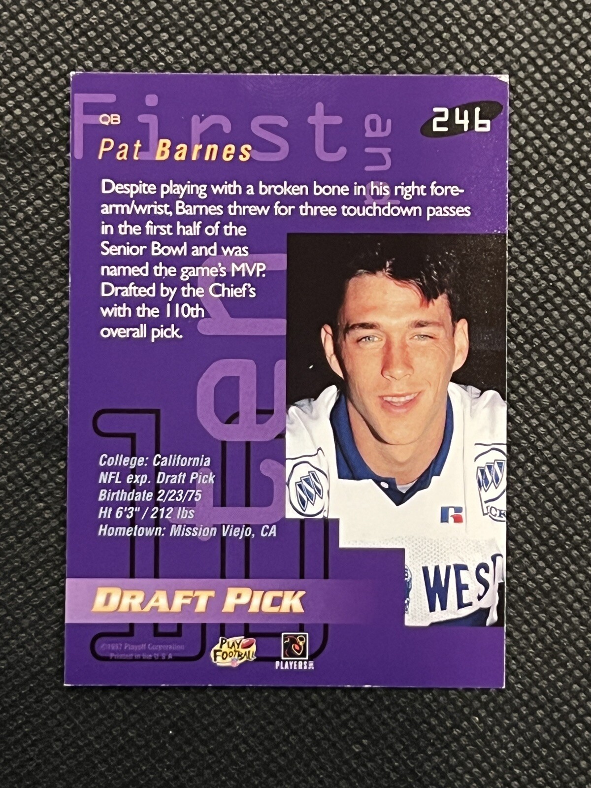 1996 Pat Barnes Playoff First & Ten RC #246 | eBay