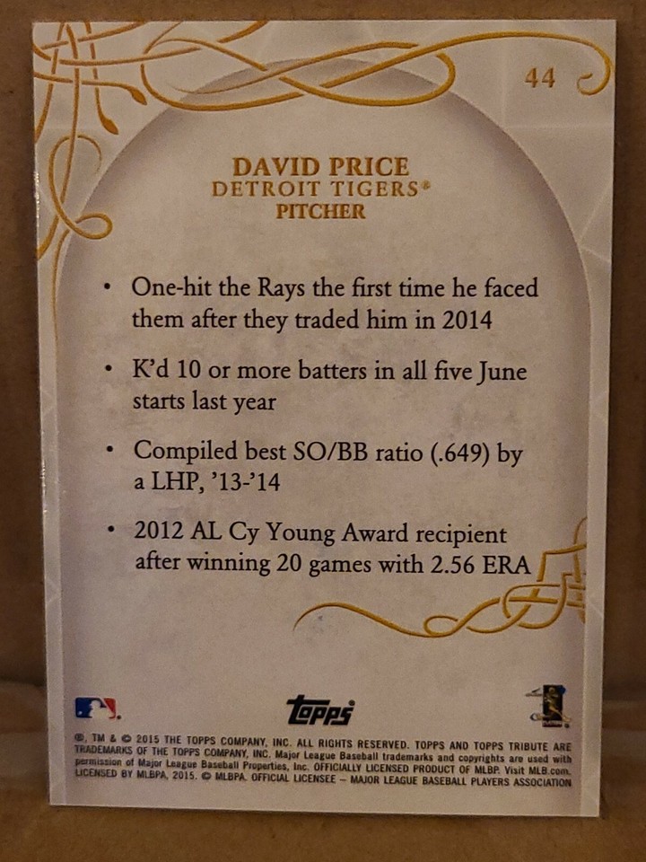 2015 David Price Topps Tribute Foil Refractor | eBay