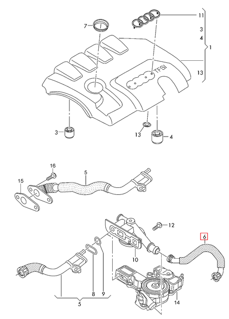 Genuine VOLKSWAGEN Audi Petrol Engine PCV Breather Hose 06J103221A for ...