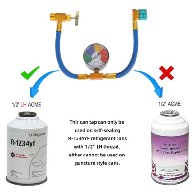 AC R1234yf Self-Sealing Refrigerant Charging Hose Kit with 2inch ...