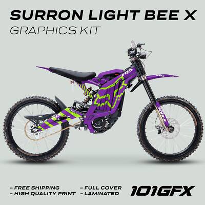 Surron Light Bee X Graphics Kit FOX RACE LINE Purple Green Decals ...