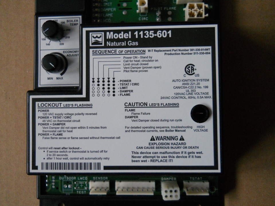 New OEM Weil McLain Boiler Control Module Model 1135-601 Natural Gas | eBay