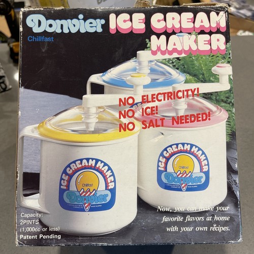 DONVIER Ice Cream Maker 2 Pint Capacity Chillfast Manual Crank IN Box ...