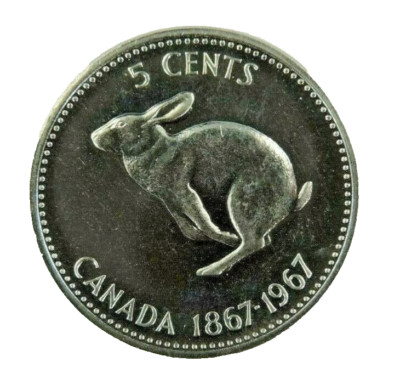 1967 Canada 5 Five Cents Coin Nickel Rabbit Hare Centennial AU | eBay