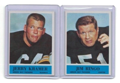1964 PHILADELPHIA FOOTBALL CARDS JERRY KRAMER #76 EX-MT+ & JIM RINGO ...