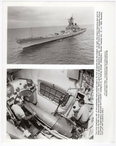 1985 Battleship BB-61 USS Iowa 16 inch Shell in Turret 8x10 Original ...