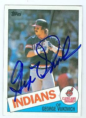 George Vukovich autographed baseball card (Cleveland Indians) 1985 ...