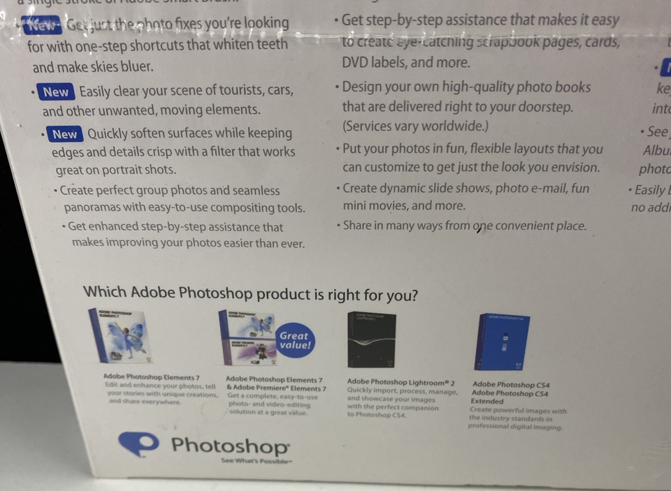 Sealed ADOBE PHOTOSHOP ELEMENTS 7 PC PHOTO EDITING SOFTWARE BIG BOX ...