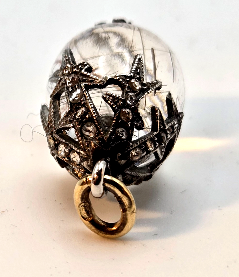 Platinum and Gold Rock Crystal ,Diamonds Ice Snow Easter Egg Pendant ...