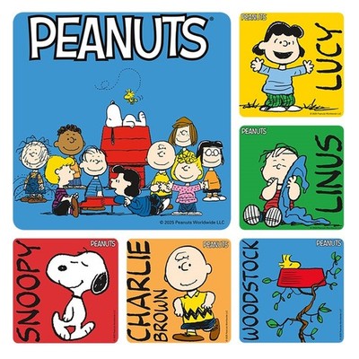 25 (Licensed) Peanuts Charlie Brown Stickers, 2.5" x 2.5" each, Party ...