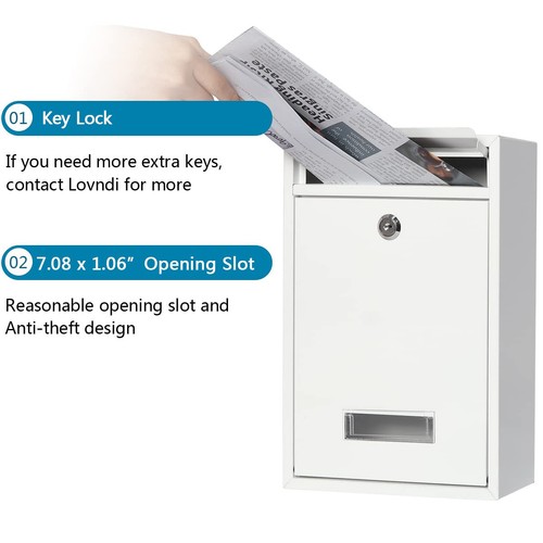 Mailbox with Key Lock, Wall Mounted Locking Mailboxes, Small Capacity ...