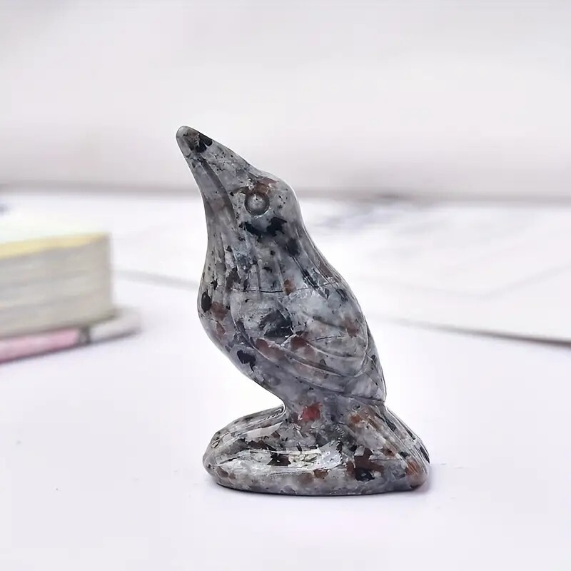 Emberlite UV Fluorescent Glowing Crow Figurine Crystal Carving Healing ...