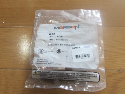 MERSEN FUSE REDUCER 632 CLASS H 60A/250V TO 30A/250V NEW IN BAG (A477 ...