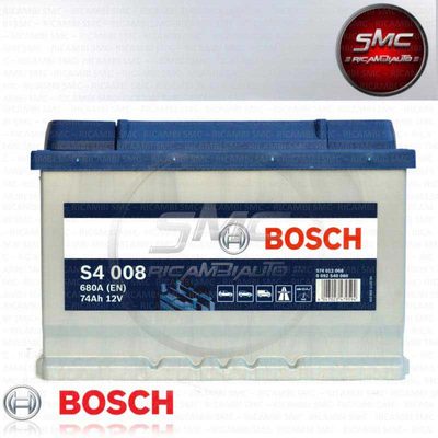 BATTERIA AUTO BOSCH SILVER S4 008 74Ah 680A 12v DX 0092S40080 PRONTA ...
