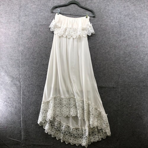 Solitaire Swim Strapless Midi Dress Size M White High Low Crochet ...