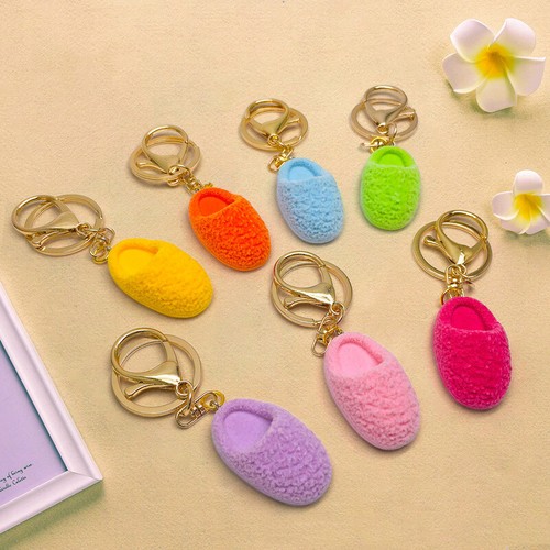 Cute Mini Slipper Shoes Keychain Plush Slipper Pendant Keyring Backpack ...