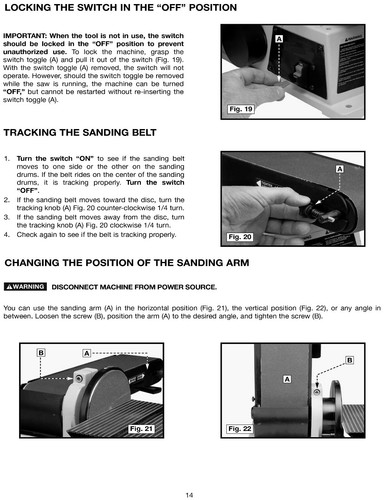 Delta 4" Belt 6" Disc Sander Model SA446 Instruction & Parts List ...