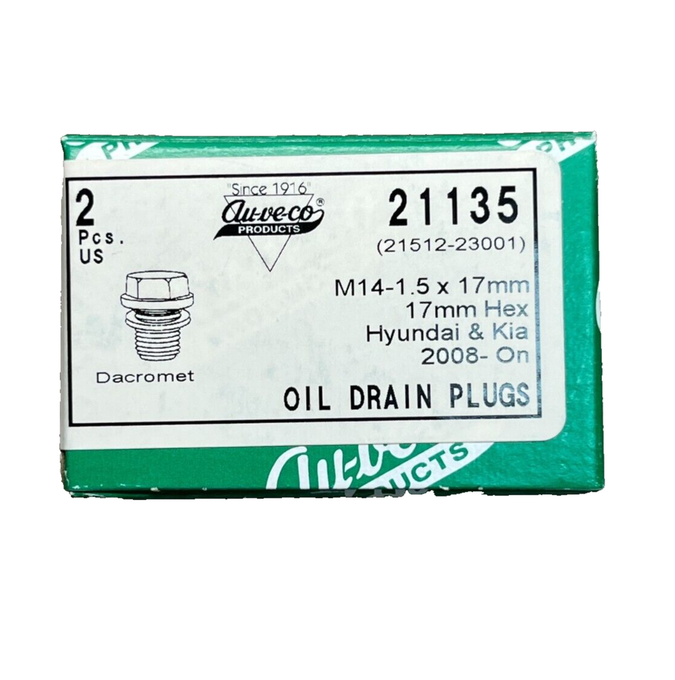 Auveco 21135 Oil Drain Plug With Gasket for Kiaa & Hyunddai 21512-23001 ...