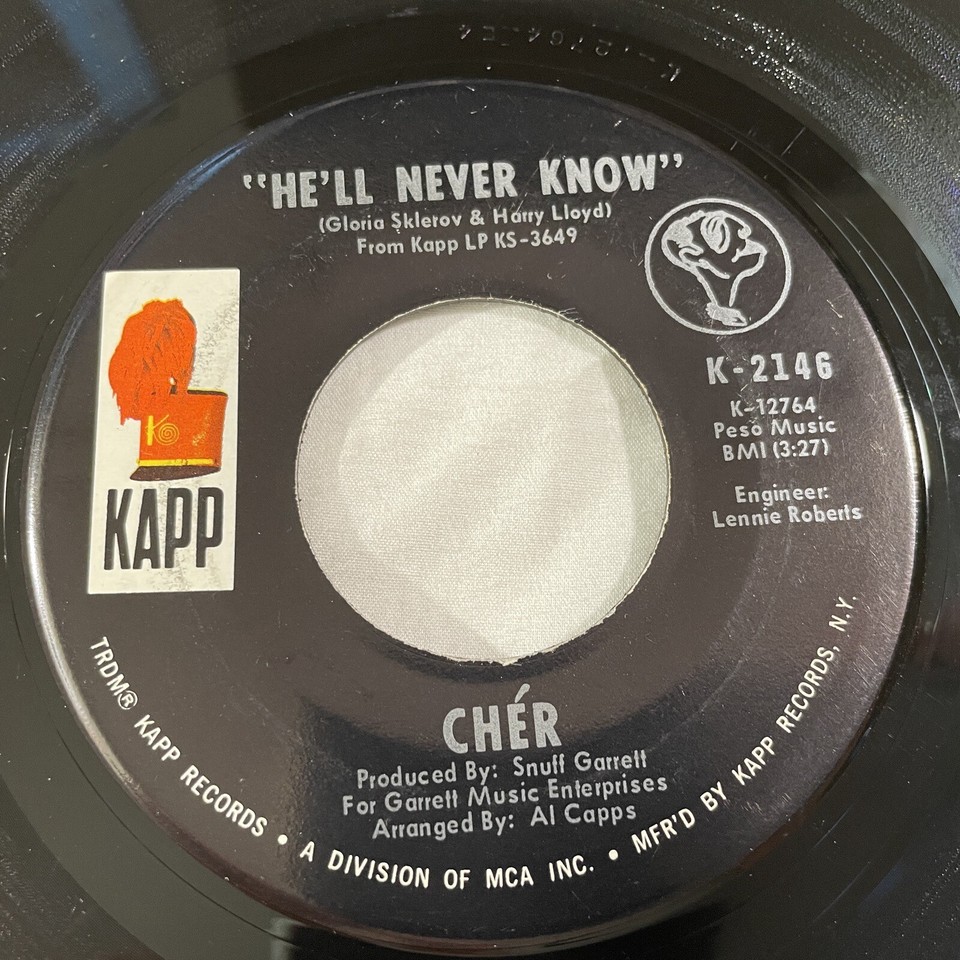 Cher - Gypsys, Tramps & Thieves/He’ll Never Know 45 RPM 7” VG+ Kapp ...