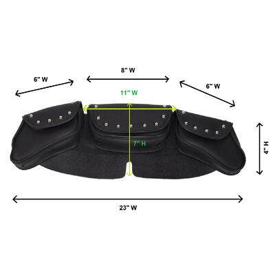 23" W LARGE MOTORCYCLE STUDDED WINDSHIELD BAG w/ 3 POCKET POUCH FOR ...