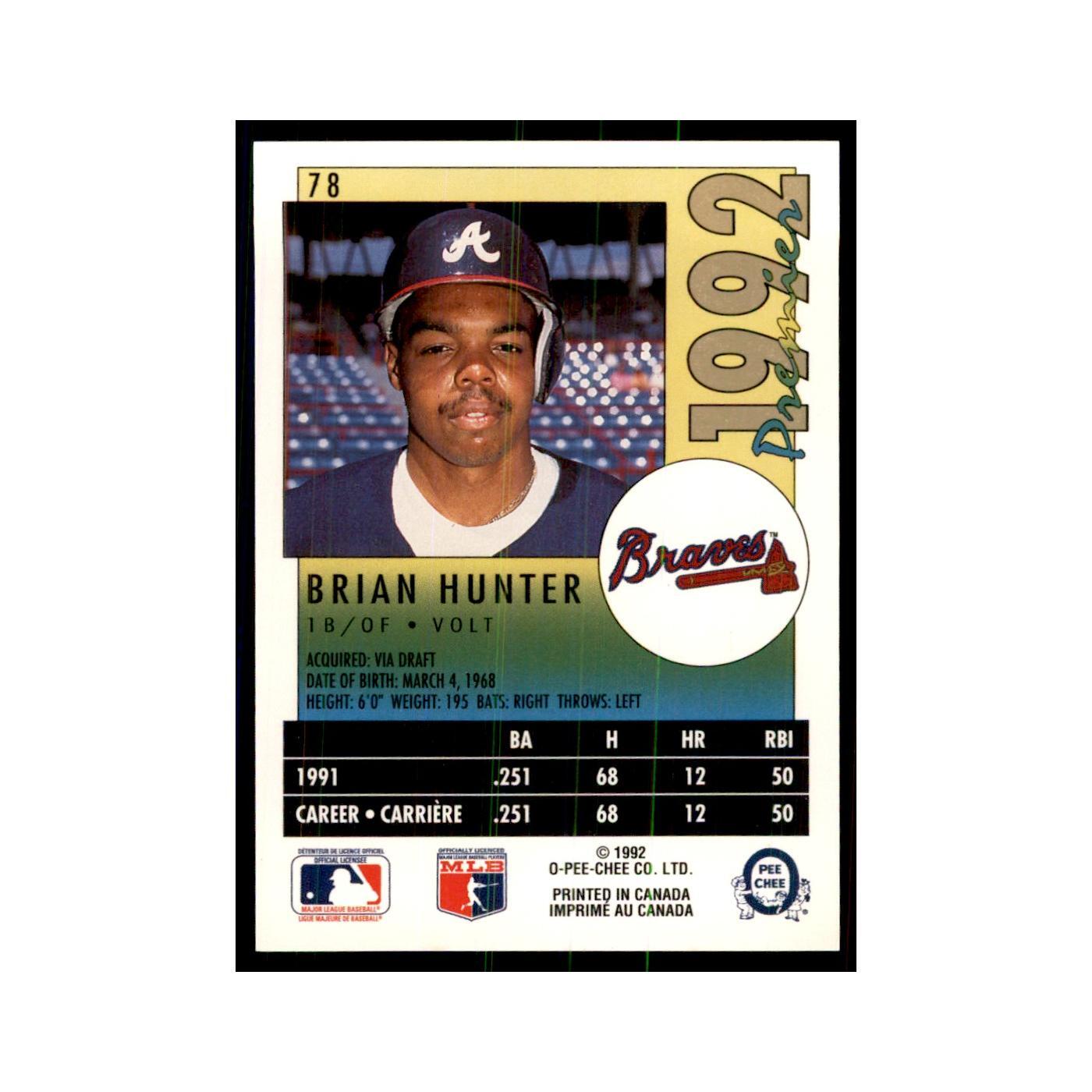 1992 O-Pee-Chee Premier - #78 Brian Hunter for sale online | eBay