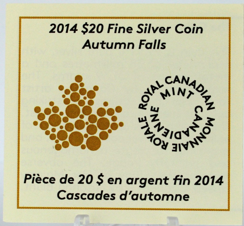 Canada 2014 $20 Autumn Falls - 1 oz. Pure Silver Proof Coin with Color ...