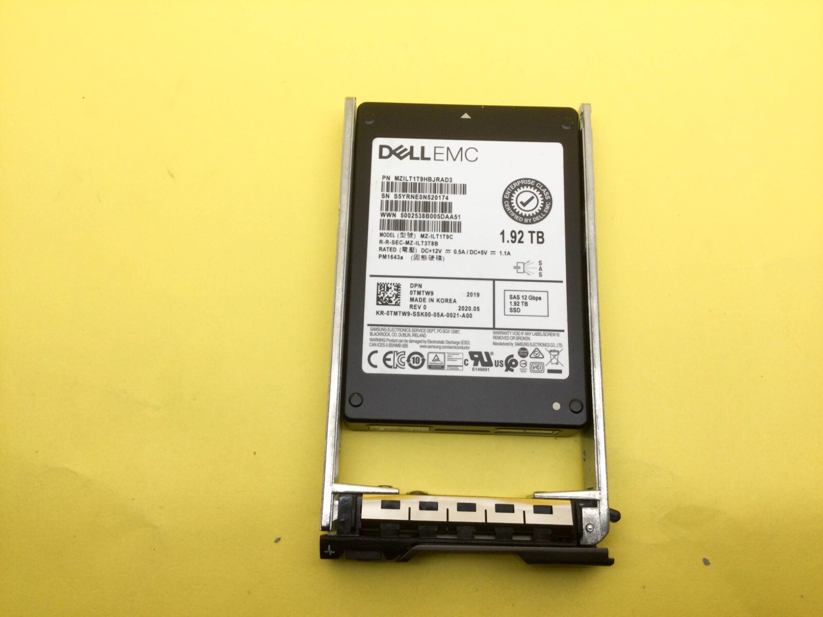 TMTW9 Dell 1.92TB SAS 12Gbps Read Intensive 512e 2.5'' SSD 0TMTW9 MZ ...