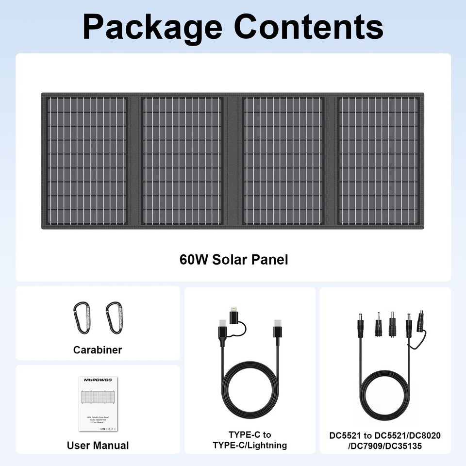 60 watt Solar Panel for Portable Solar Generator 300W Portable Power ...