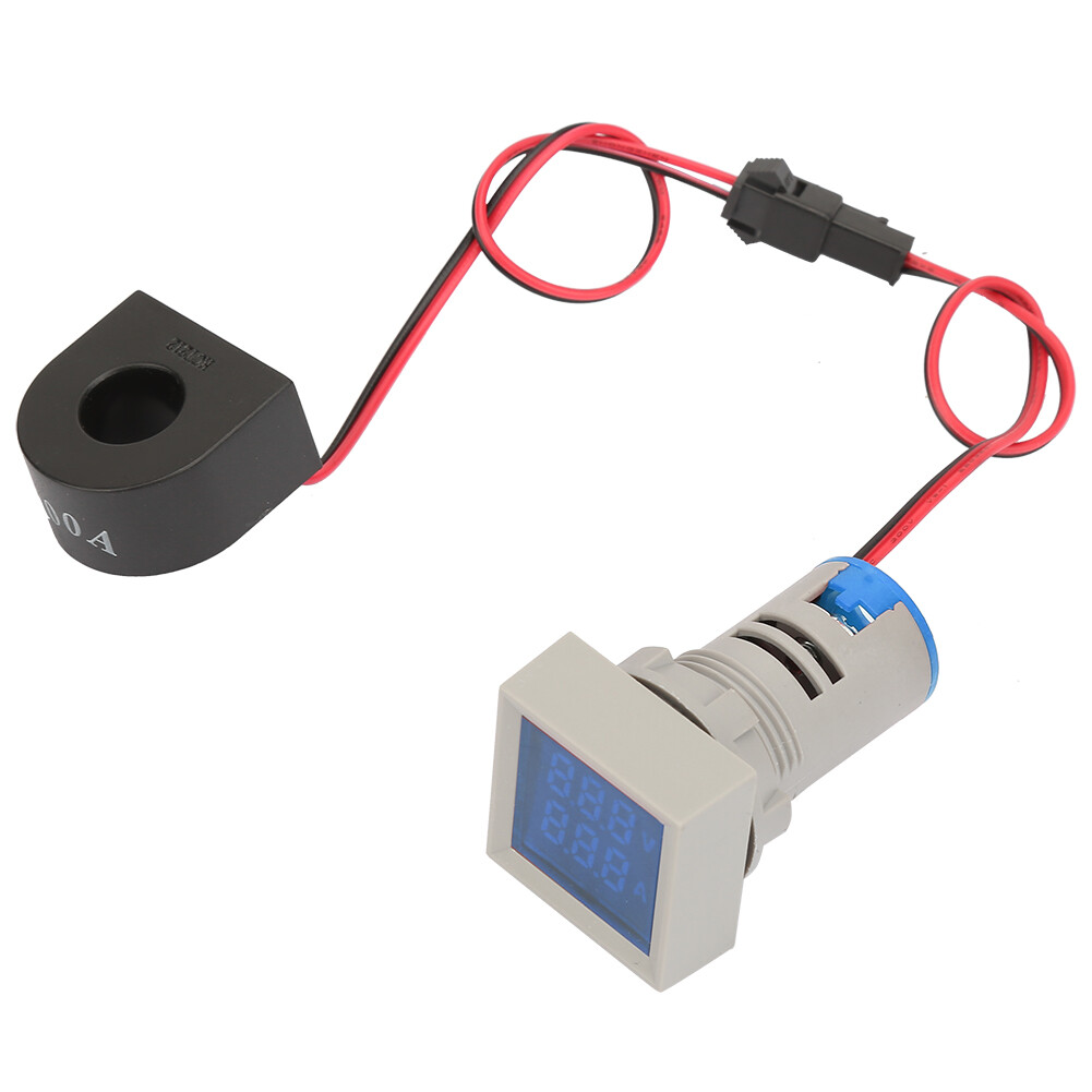 2in1 LED Indicator Light Mini Digital Ammeter/Voltmeter Square Lamp ...