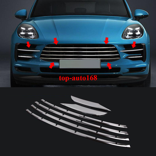 6X Steel Chrome Front Bumper Grille Strip Cover Trim For Porsche Macan ...