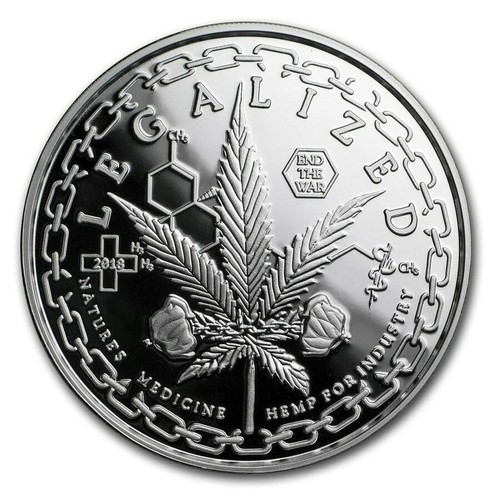 2018 Legalized Weed Pot 1oz .999 Silver * Washington DC * Round w/COA ...