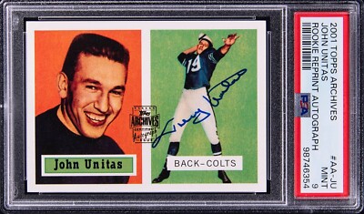 Johnny Unitas 2001 (1957) Topps #138 Signed Rookie Card PSA 9 Auto (RC ...