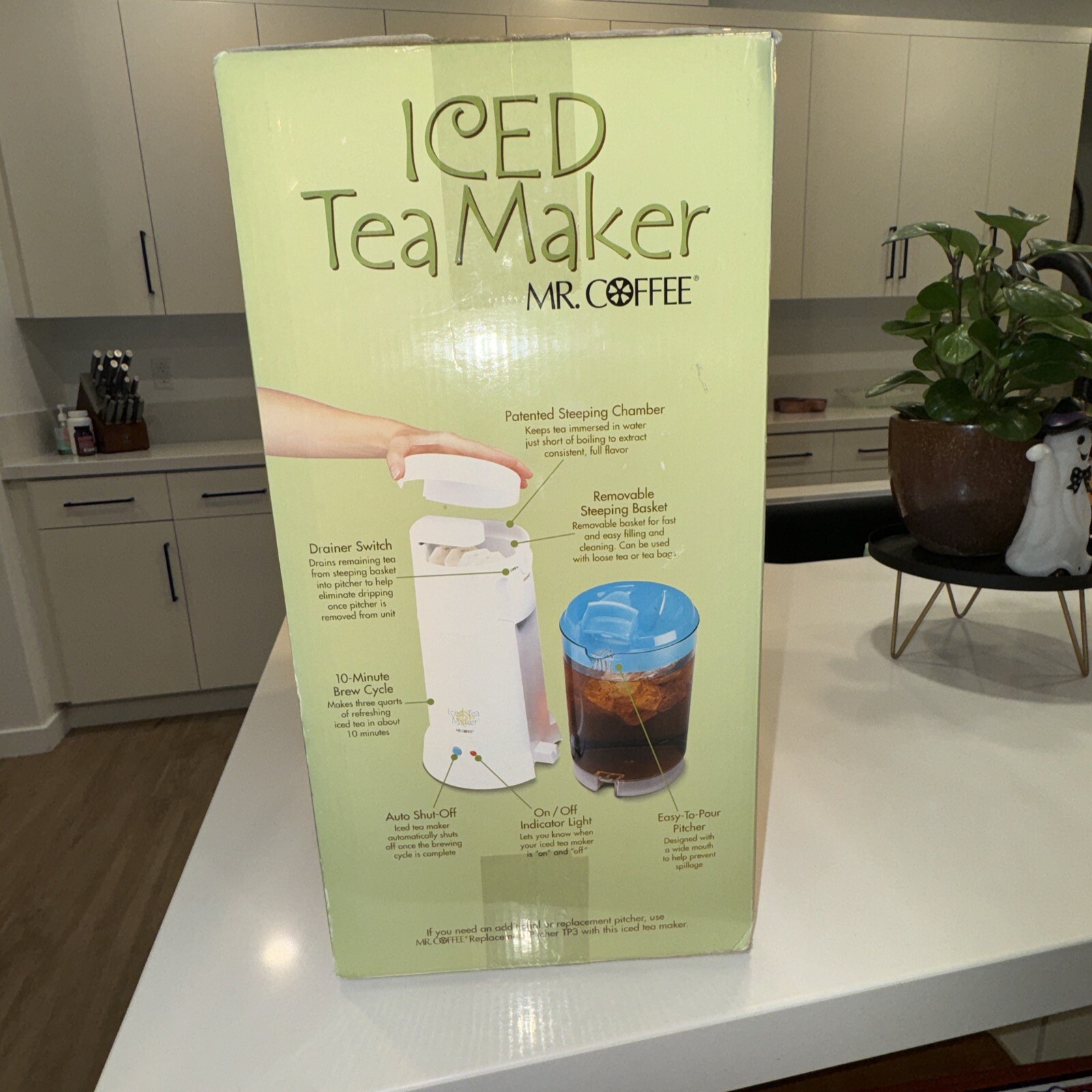 Mr. Coffee TM3P 3-Quart Iced Tea Pot Maker with Blue Lid Pitcher for ...