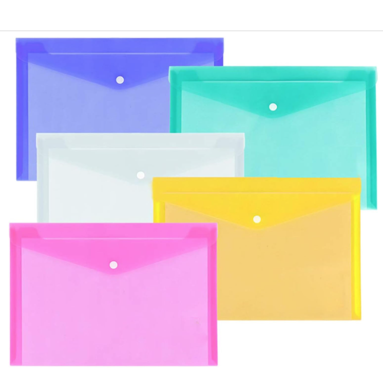 A4 Plastic Stud Closing Document Wallets Files Folders Assorted Colour ...