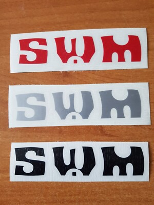 COPPIA ADESIVI SERBATOIO SWM ENDURO ANNI '70, MOTO EPOCA STICKERS DECAL ...