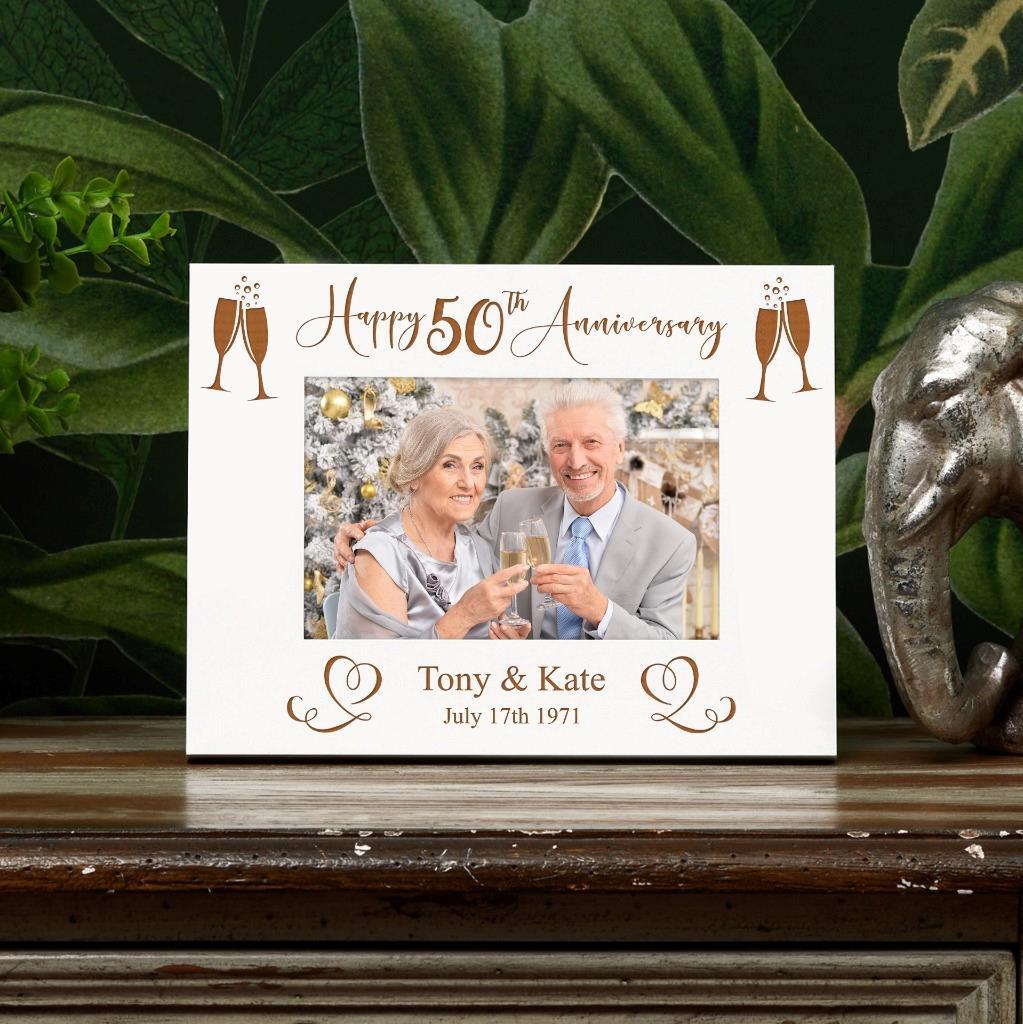 Elegant 50th Anniversary Borders 50 Years Of Dates | Framed Photo