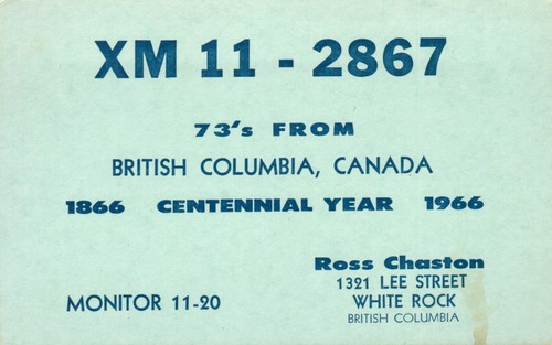 White Rock British Columbia Canada XM11-2867 QSL Radio Card Postcard | eBay
