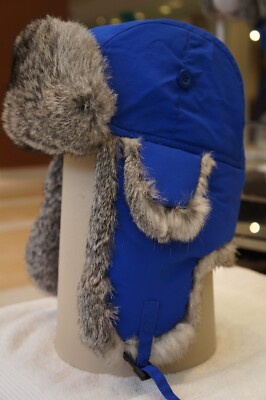 Alaskan Trail Genuine Rabbit Fur Bomber Aviator Trapper Hat (Royal Blue ...