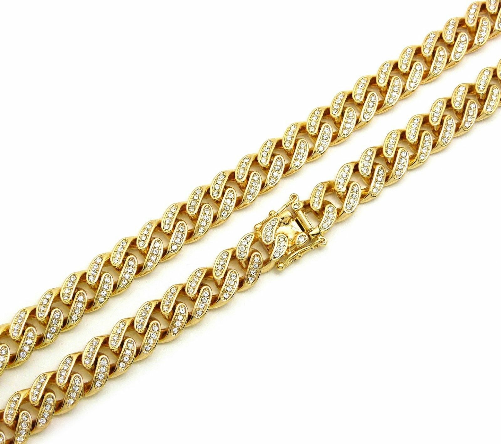 LIL BABY 4PF 4 POCKETS FULL DIAMOND GOLD CUBAN LINK CHAIN NECKLACE RAP ...
