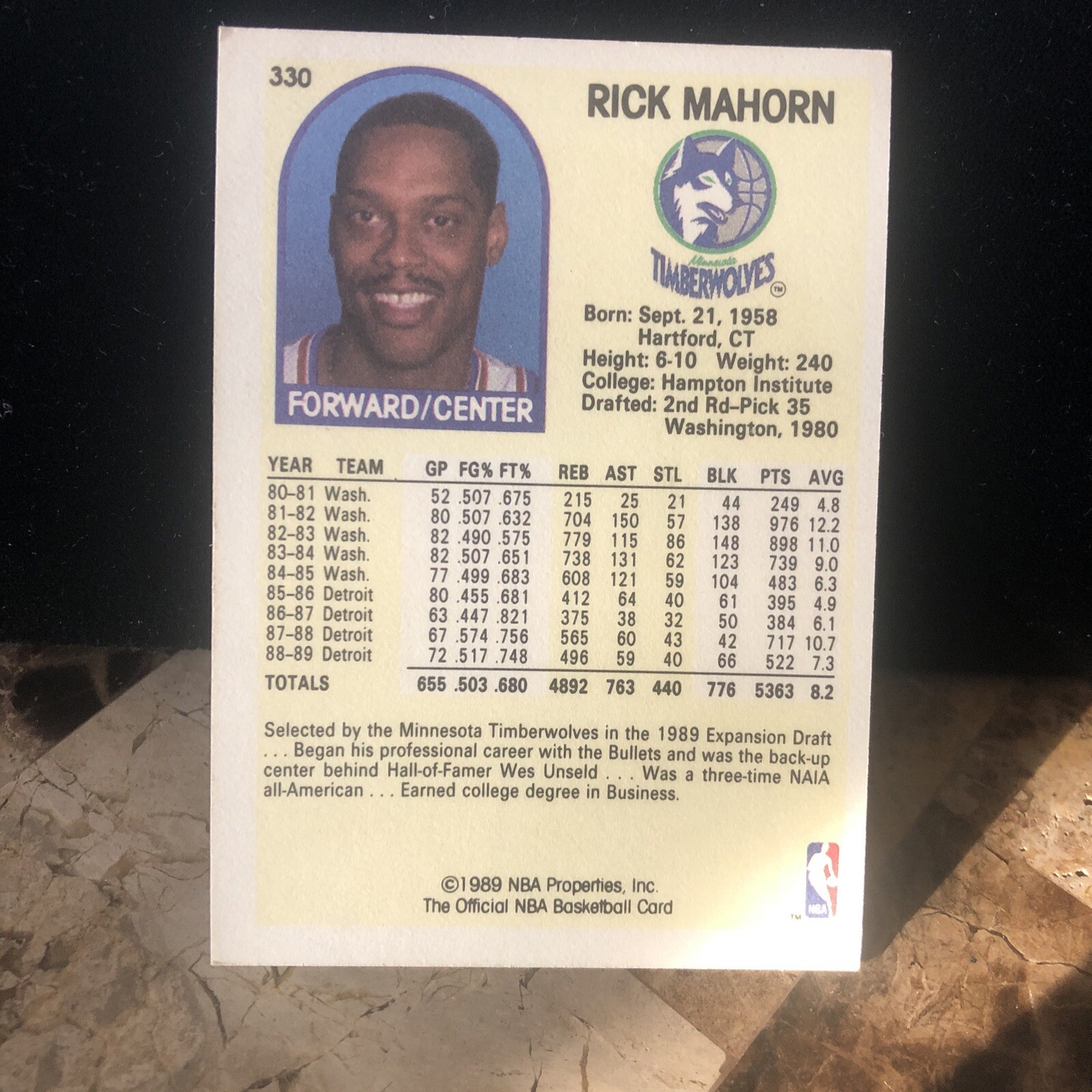 Rick Mahorn 1989-90 NBA Hoops #330 Expansion Draft Choice | eBay