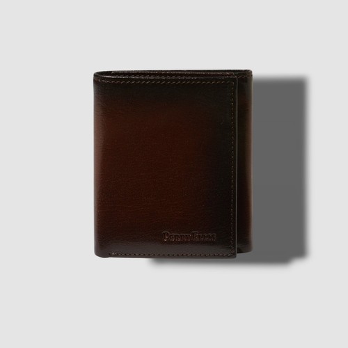 $35 Perry Ellis Men's Brown Michigan Ombre Leather Trifold RFID ...