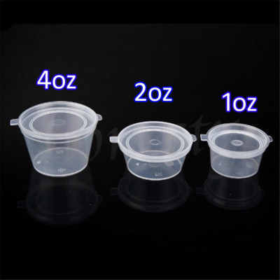 1oz 2oz 4oz Clear Plastic Containers Tubs with Attached Lids Food Safe ...